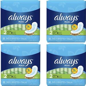 Always Maxi Pads Long Super without Wings 22 ea (Pack of 4)