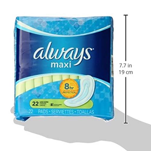 Always Maxi Pads Long Super without Wings 22 ea (Pack of 4)