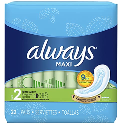 Always Maxi Pads Long Super without Wings 22 ea (Pack of 4)