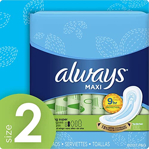 Always Maxi Pads Long Super without Wings 22 ea (Pack of 4)