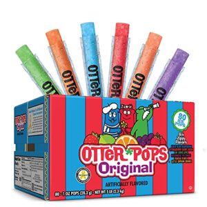 otter pops freezer ice bars, fat free ice pops, original flavors (80-1 oz pops)