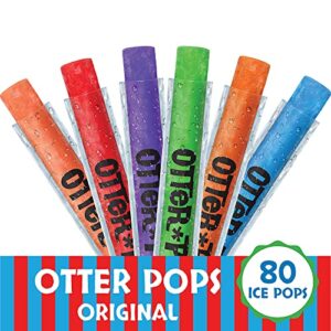 Otter Pops Freezer Ice Bars, Fat Free Ice Pops, Original Flavors (80-1 oz pops)