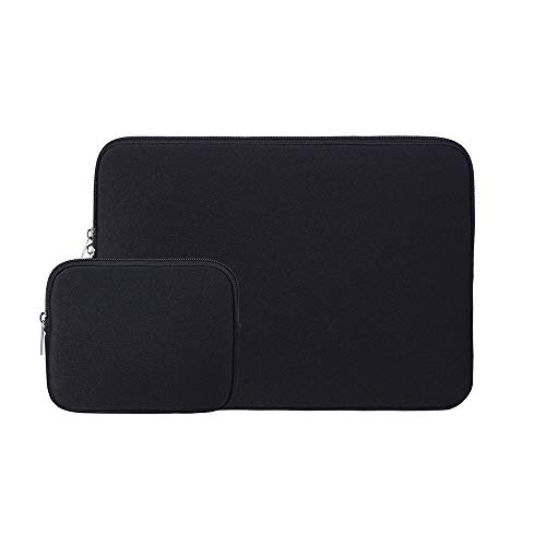 RAINYEAR 14 Inch Laptop Sleeve Case Protective Soft Padded Zipper Cover Carrying Computer Bag with Accessories Pouch, Compatible with 14" Notebook Tablet Chromebook(Black)