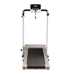 Sunny Health & Fitness SF-T7610 Electric Walking Folding Treadmill with LCD Display and Device Holder, 220 LB Max Weight, White