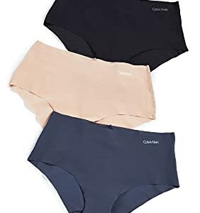 Calvin Klein Underwear Women's Invisibles Hipster 3 Pack, Black/Light Caramel/Speakeasy, XS