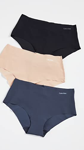 Calvin Klein Underwear Women's Invisibles Hipster 3 Pack, Black/Light Caramel/Speakeasy, XS