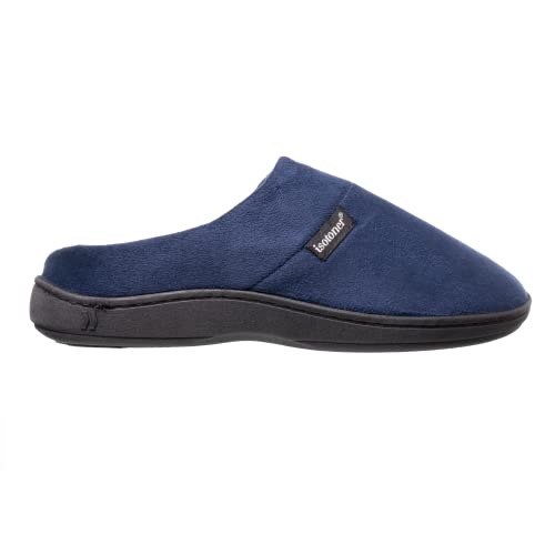 isotoner Men's Slippers, Open Back Slip On with Gel Infused Memory Foam, Indoor/Outdoor Sole and Skid Resistance