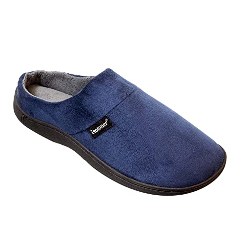 isotoner Men's Slippers, Open Back Slip On with Gel Infused Memory Foam, Indoor/Outdoor Sole and Skid Resistance