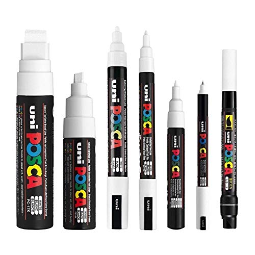 POSCA White - Full Set of 7 Pens (PC-17K, PC-8K, PC-5M, PC-3M, PC-1M, PC-1MR, PCF-350)