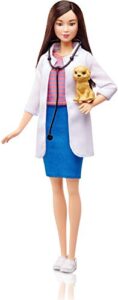 barbie pet vet doll with puppy patient, brunette