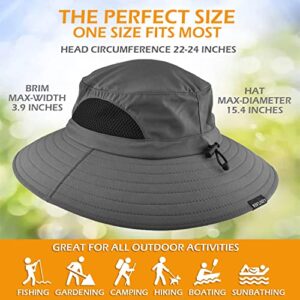 EINSKEY Men's Waterproof Sun Hat, Outdoor Sun Protection Bucket Safari Cap For Safari Fishing Hunting Dark Gray One Size