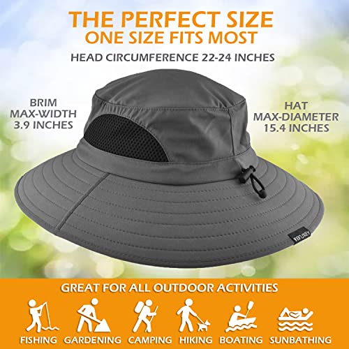 EINSKEY Men's Waterproof Sun Hat, Outdoor Sun Protection Bucket Safari Cap For Safari Fishing Hunting Dark Gray One Size