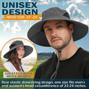 EINSKEY Men's Waterproof Sun Hat, Outdoor Sun Protection Bucket Safari Cap For Safari Fishing Hunting Dark Gray One Size