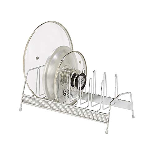 Kitchen Details Free Standing Lid Storage Rack Organizer, Good for Cutting Boards, Bakeware, Cooling Racks, Pots & Pans, Servings Trays, Containers. Pave Diamond Design Collection, Chrome