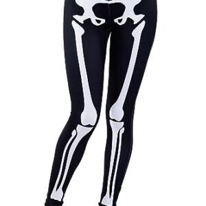 Tipsy Elves Black Skeleton Bones Mid Waisted Halloween Leggings Size Small