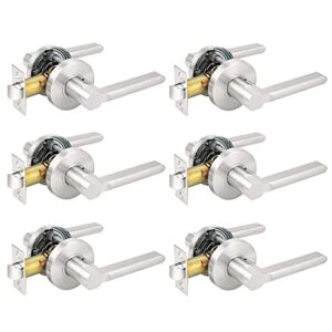 probrico keyless door lever handles passage interior locksets brushed nickel finished hardware 6 pack