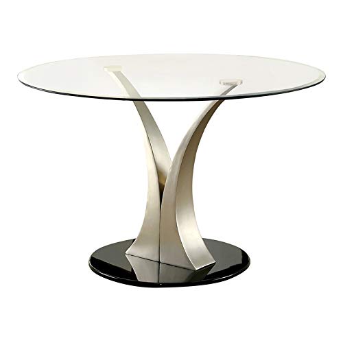 Furniture of America Lopez Contemporary Metal Oval Dining Table in Silver