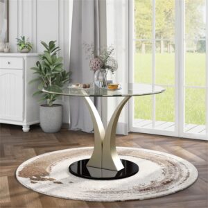 Furniture of America Lopez Contemporary Metal Oval Dining Table in Silver