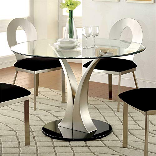 Furniture of America Lopez Contemporary Metal Oval Dining Table in Silver