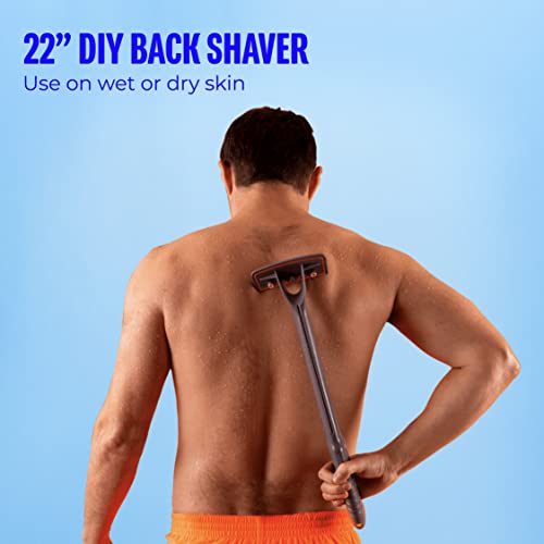 BRO SHAVER, Back Shaver for Men (DIY) Back & Body Hair Trimmer. Shave Wet or Dry. No Expensive Refills - Uses Double Edge Razor Blades. 15 Blades Included. Ergonomic Handle