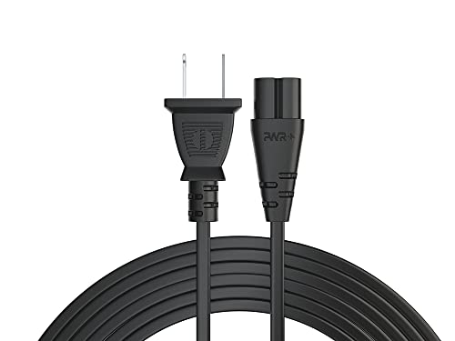 Pwr TV Power Cord 12Ft Cable for Samsung LG TCL Sony: 2 Prong AC Wall Plug 2-Slot LED LCD Insignia Sharp Toshiba JVC Hisense Electronics UN65KS8000FXZA UN40J5200AFXZA 43UH6100 Black