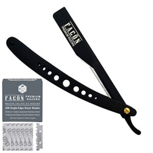 100 blades + facón professional adjustable straight edge barber razor - salon quality cut throat shavette