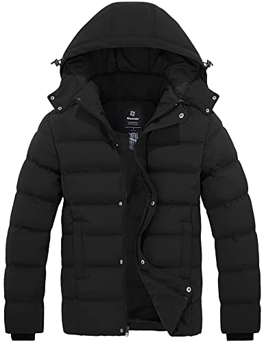 Wantdo Men's Waterproof Quilted Puffer Jacket Thicken Warm Winter Coat (Black, Small)