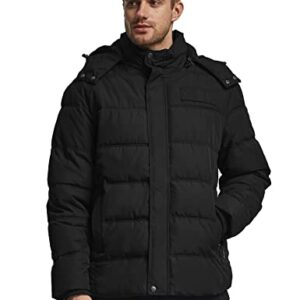 Wantdo Men's Waterproof Quilted Puffer Jacket Thicken Warm Winter Coat (Black, Small)