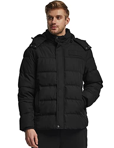 Wantdo Men's Waterproof Quilted Puffer Jacket Thicken Warm Winter Coat (Black, Small)