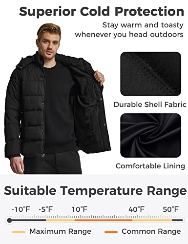 Wantdo Men's Waterproof Quilted Puffer Jacket Thicken Warm Winter Coat (Black, Small)