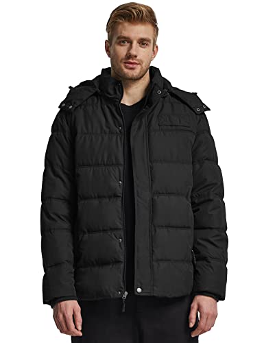 Wantdo Men's Waterproof Quilted Puffer Jacket Thicken Warm Winter Coat (Black, Small)