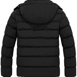 Wantdo Men's Waterproof Quilted Puffer Jacket Thicken Warm Winter Coat (Black, Small)