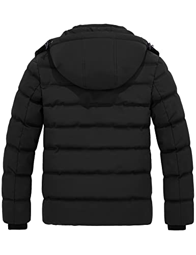 Wantdo Men's Waterproof Quilted Puffer Jacket Thicken Warm Winter Coat (Black, Small)