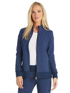 cherokee iflex uniforms zip front scrub jackets for women ck303, m, navy