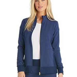 Cherokee iflex Uniforms Zip Front Scrub Jackets for Women CK303, M, Navy