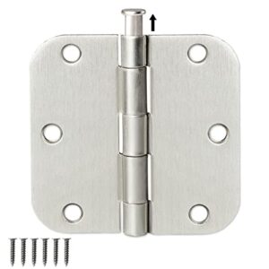 ilyapa 18 pack brushed nickel door hinges for doors, 3.5 x 3.5 inch interior door satin nickel door hinges door hardware, interior door hinge, front doors hinges, 5/8 inch radius corners