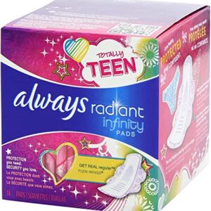 Always Radiant Teen Pads Get Real Regular Unscented w/Wings - 14ct