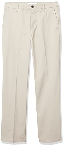 Amazon Essentials Men's Classic-Fit Wrinkle-Resistant Flat-Front Chino Pant (Available in Big & Tall), Stone, 38W x 32L