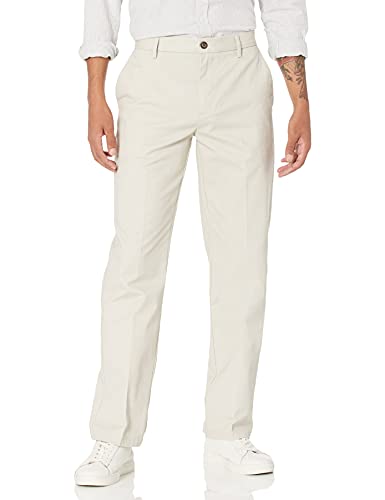 Amazon Essentials Men's Classic-Fit Wrinkle-Resistant Flat-Front Chino Pant (Available in Big & Tall), Stone, 38W x 32L