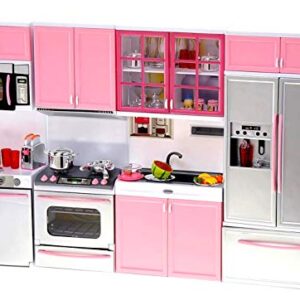 PowerTRC Kids Battery Operated Modern Kitchen Playset Great for Dolls and Toy Figures