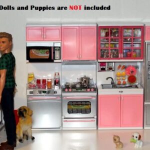 PowerTRC Kids Battery Operated Modern Kitchen Playset Great for Dolls and Toy Figures