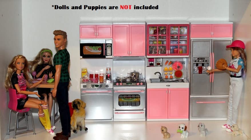 PowerTRC Kids Battery Operated Modern Kitchen Playset Great for Dolls and Toy Figures