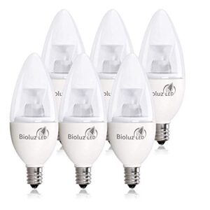 bioluz led 6 pack 40 watt candelabra bulbs 4.5w dimmable candelabra led bulbs c37 e12 base 325 lumens,120° beam angle 3000k soft white led candle bulbs ul listed pack of 6