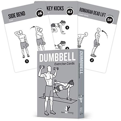 NewMe Fitness Dumbbell Workout Cards, Instructional Fitness Deck for Women & Men, Beginner Fitness Guide to Training Exercises at Home or Gym (Dumbbell, Vol 1)