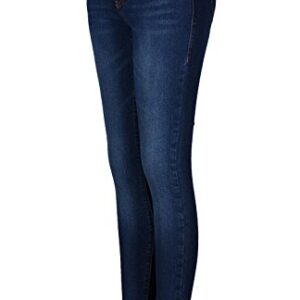 2LUV Women's Solid Stretchy 5 Pocket Skinny Jeans Denim, Denim Medium1 , 9