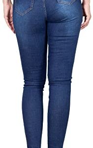 2LUV Women's Solid Stretchy 5 Pocket Skinny Jeans Denim, Denim Medium1 , 9