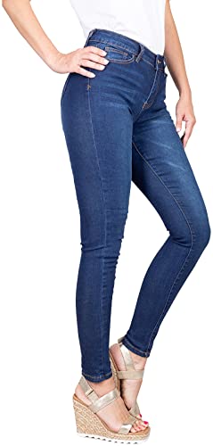 2LUV Women's Solid Stretchy 5 Pocket Skinny Jeans Denim, Denim Medium1 , 9