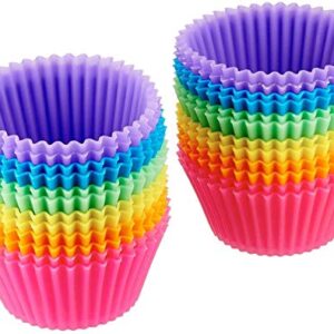 Amazon Basics Round Reusable Silicone Baking Cups, Muffin Liners, Pack of 24, Multicolor, 2.9" x 2.96" x 1.3"