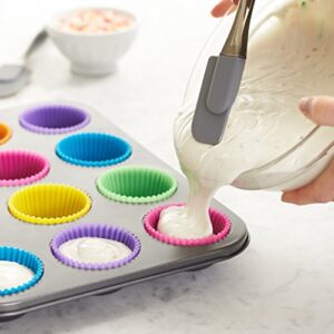 Amazon Basics Round Reusable Silicone Baking Cups, Muffin Liners, Pack of 24, Multicolor, 2.9" x 2.96" x 1.3"