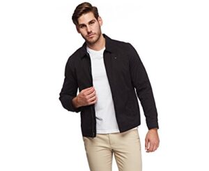 tommy hilfiger men's lightweight microtwill golf jacket (standard and big & tall), deep black, large